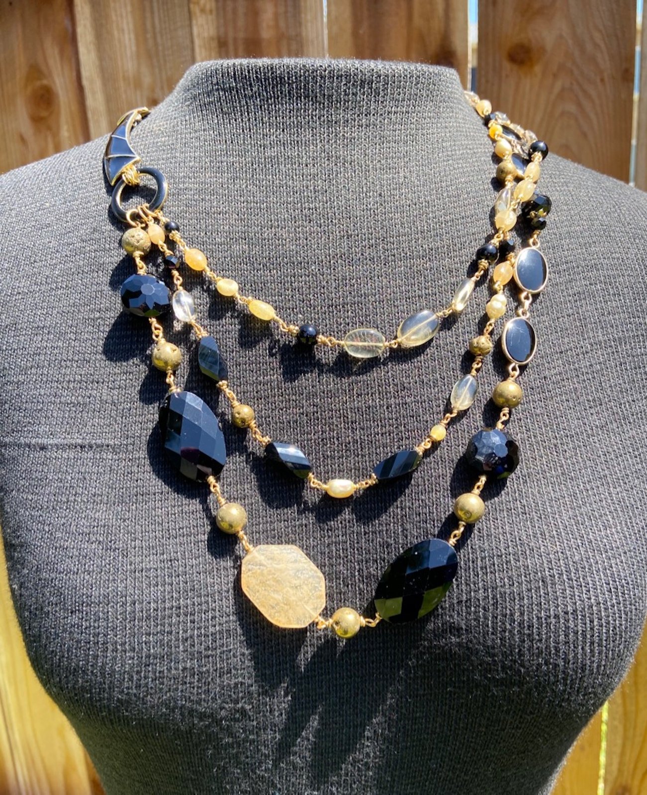 Black Gold Crystal Necklace